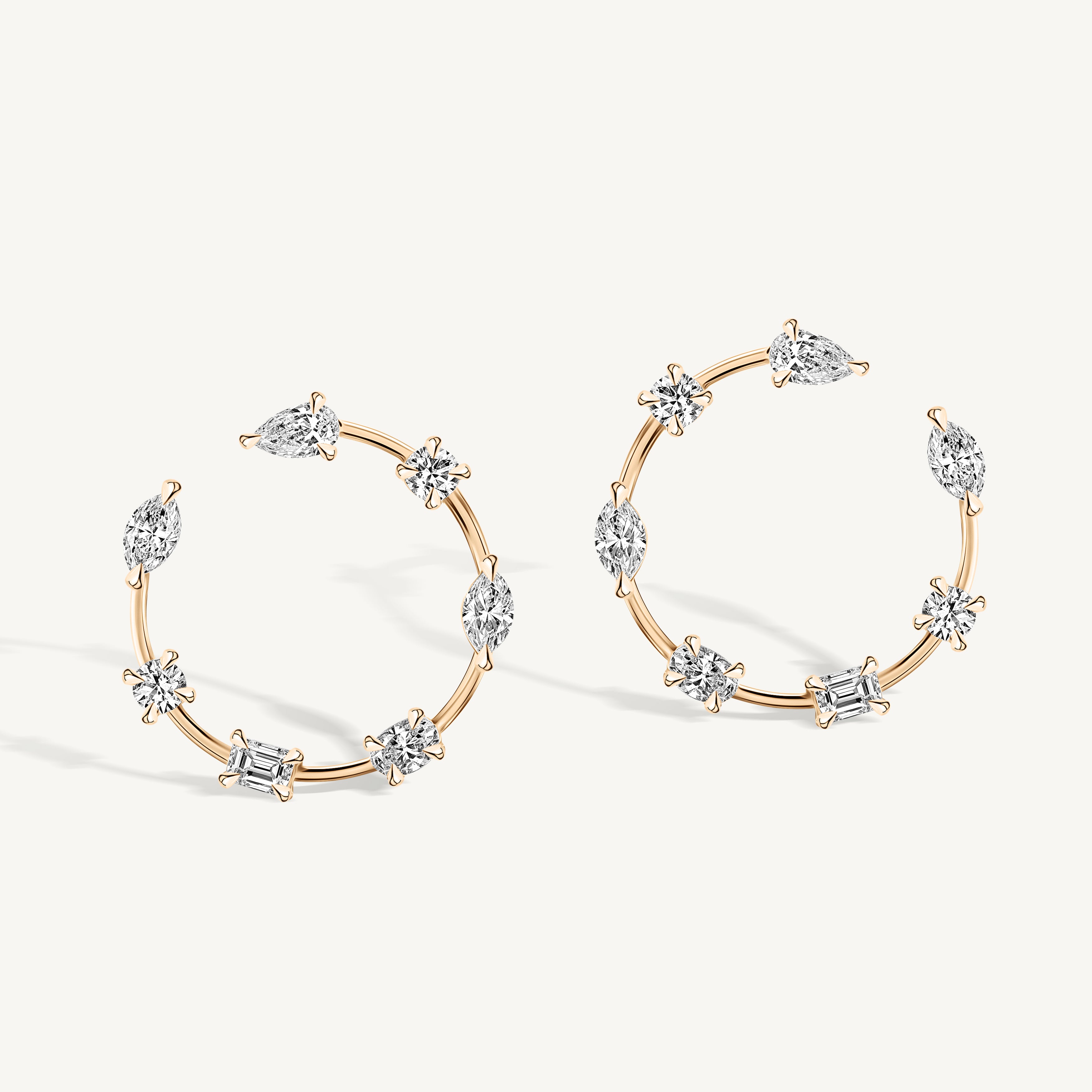 Multi Shape Diamond Open Hoop Bar Earrings – Alder Fine Jewellery