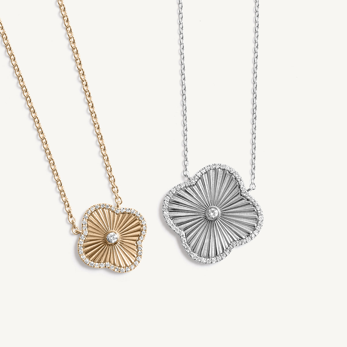 Fluted Clover Pave Diamond Necklace – Alder Fine Jewellery
